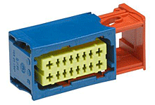 3.33mm / 6.00mm Pitch Hybrid Inline Female Housing, Right Slide Orientation, Dual Row, 16 Circuits, Blue for sale