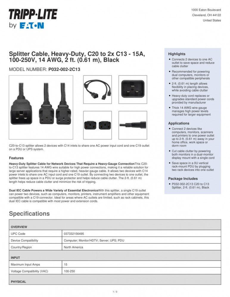 P032-002-2C13 technical document page 1