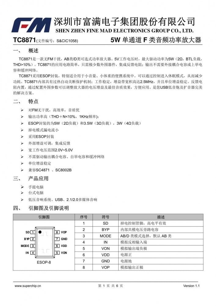 TC8871 datasheet page 1