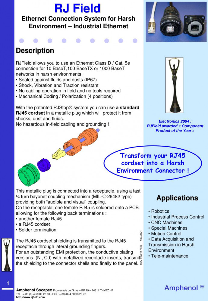 Amphenol RJField documentation page 1