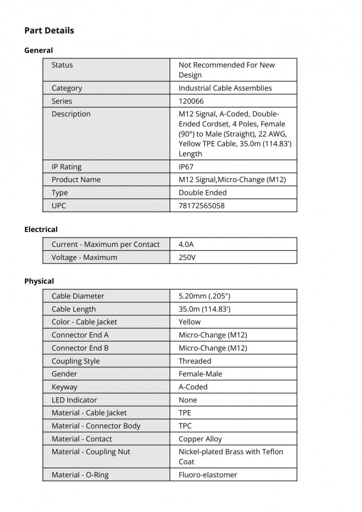 Molex cordset drawing, page 2