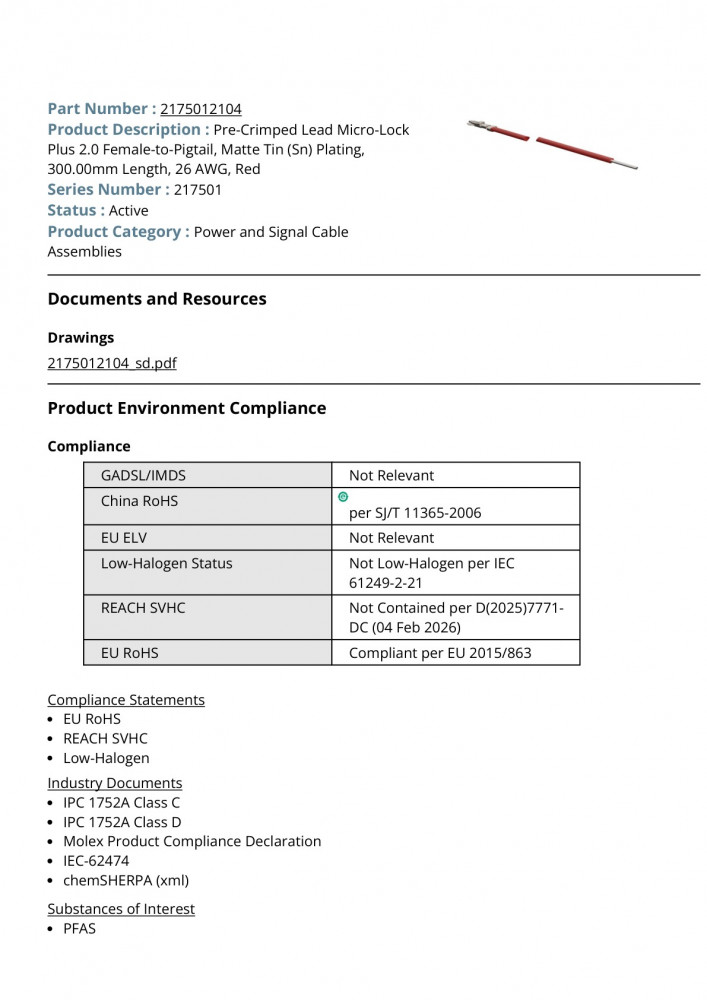 MOLEX 2175012104 drawing page 1