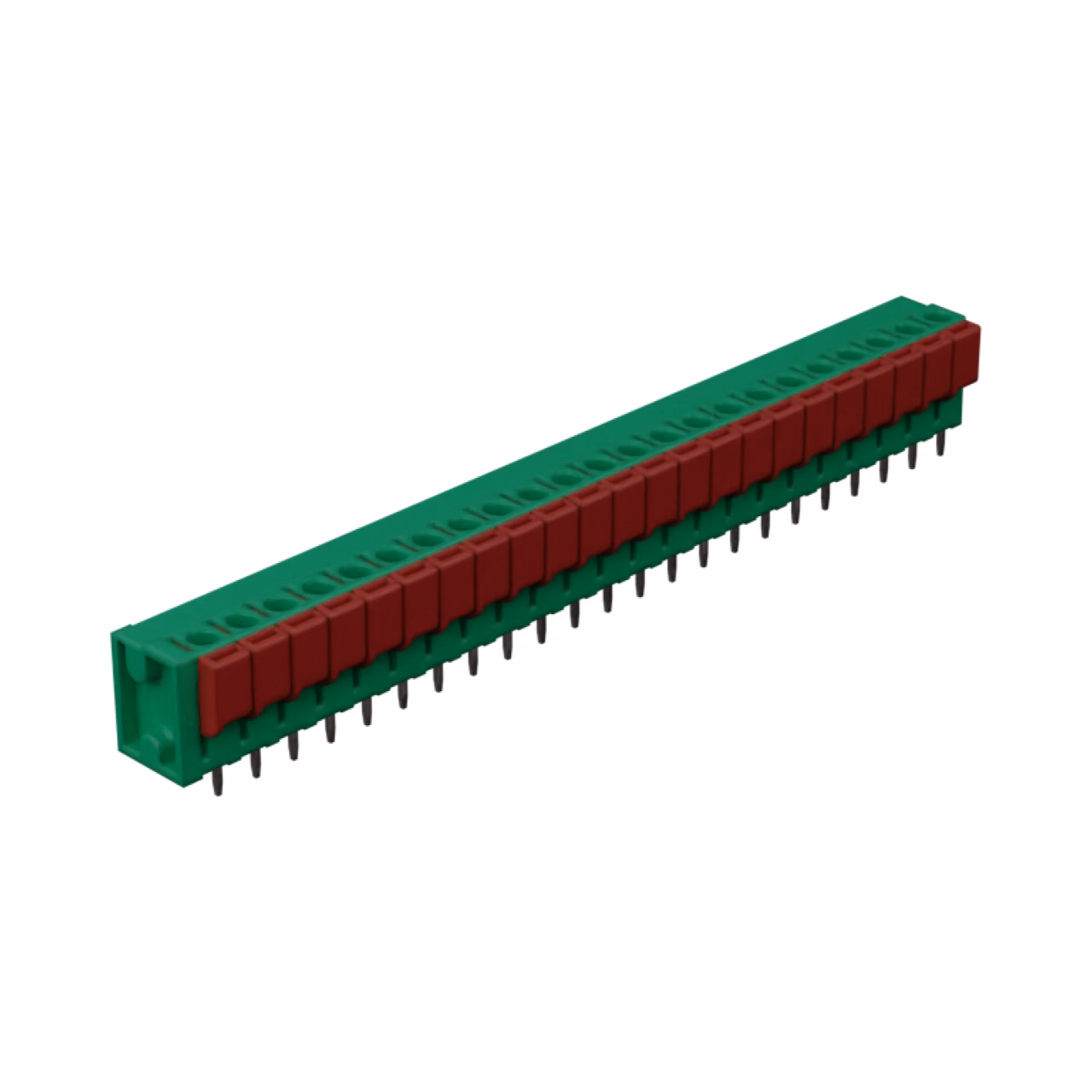 5.00mm Pitch, Eurostyle Fixed-Mount Push-Button Terminal Block, Vertical, 10A, 22-14 AWG, Green, 23 Circuits for sale