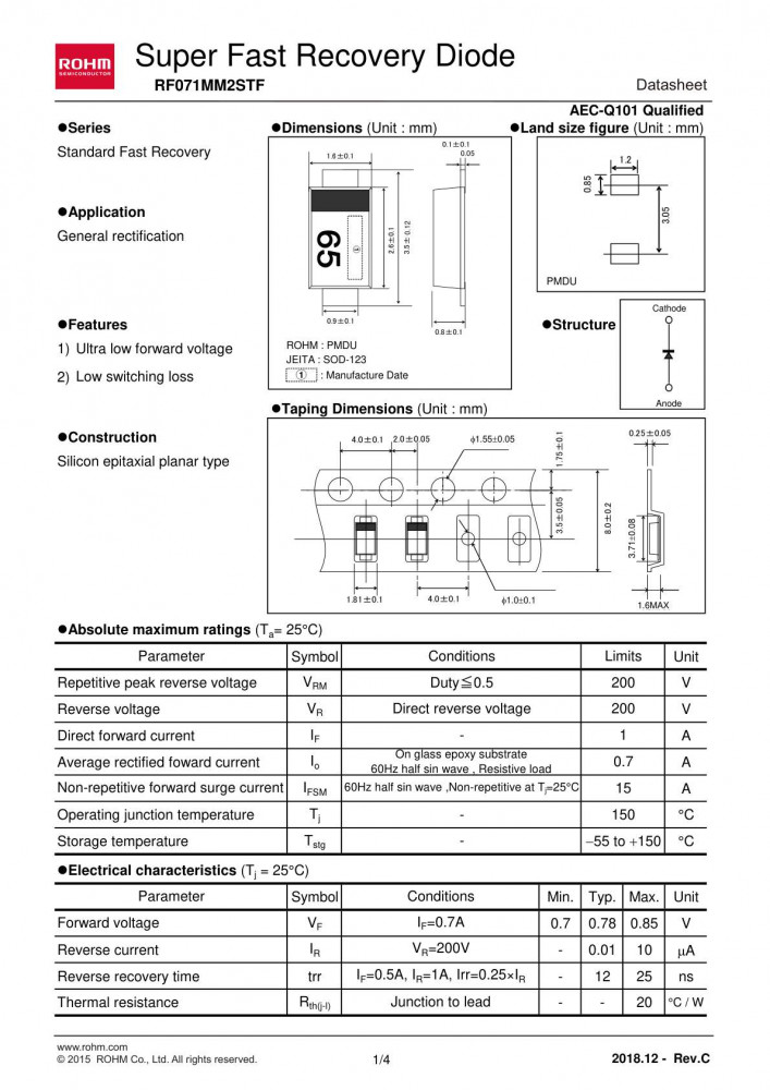 RF071MM2STFTR datasheet page 1