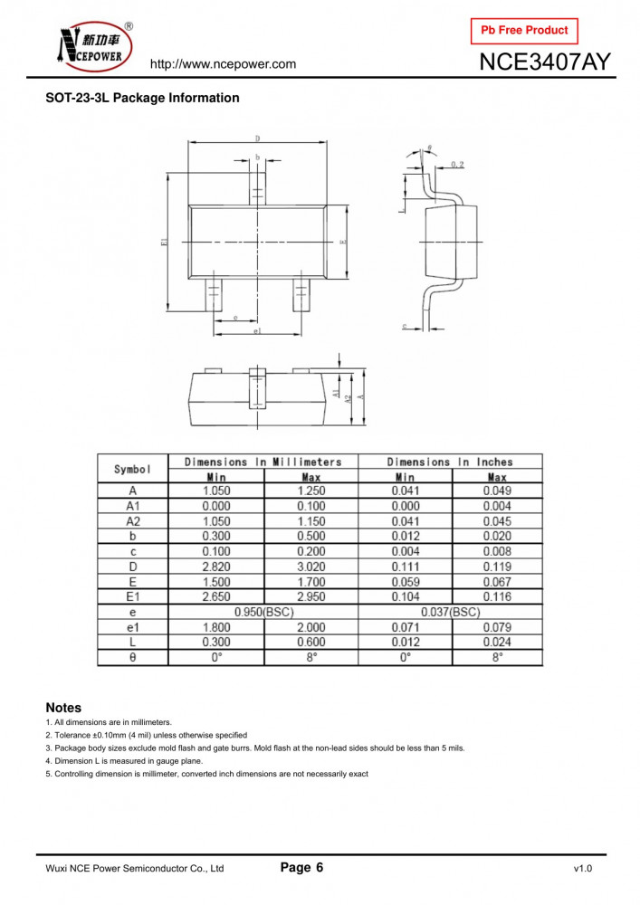NCE3407AY datasheet page 6