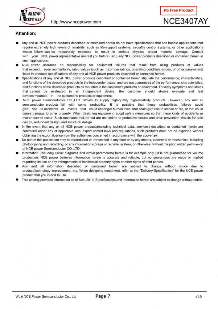 NCE3407AY datasheet page 7