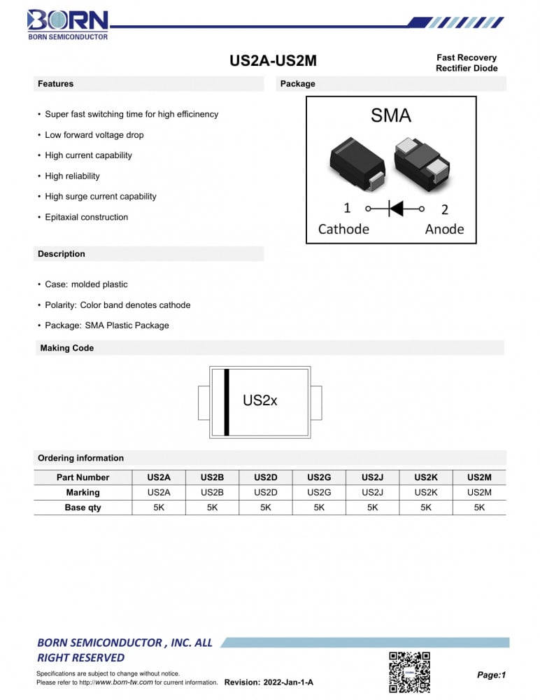 BORN US2M datasheet page 1