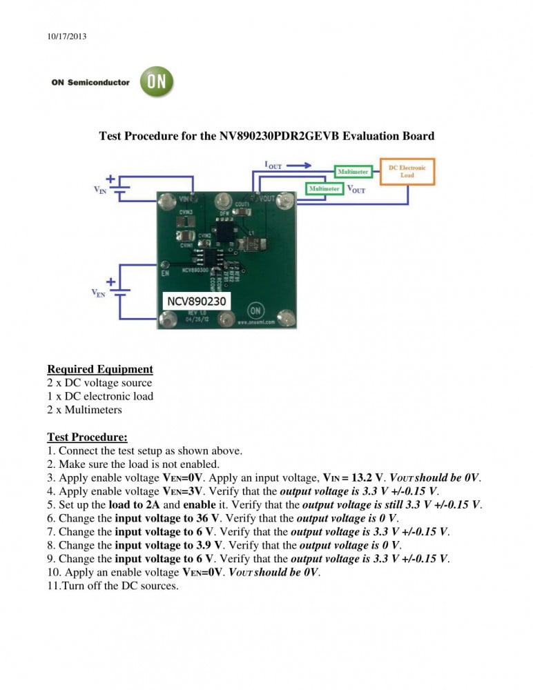 NV890230PDR2GEVB evaluation board test procedure document