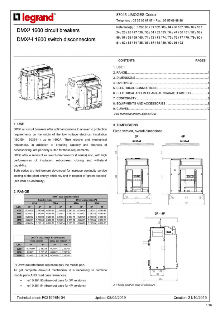 Legrand DMX³ technical document page 1