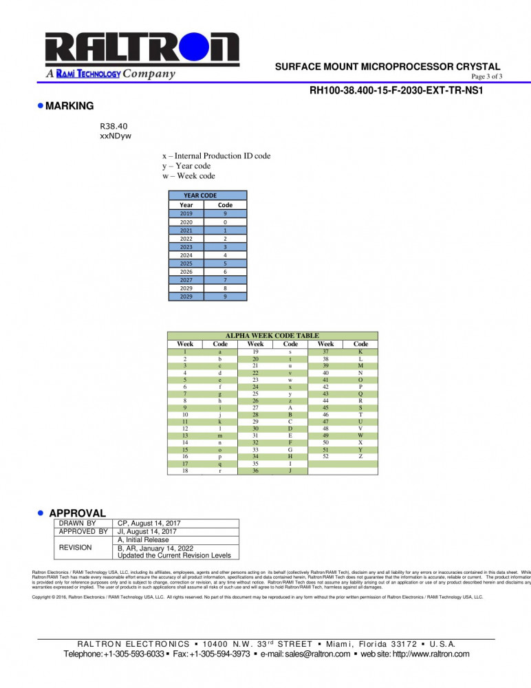 Raltron RH100 technical document page 3