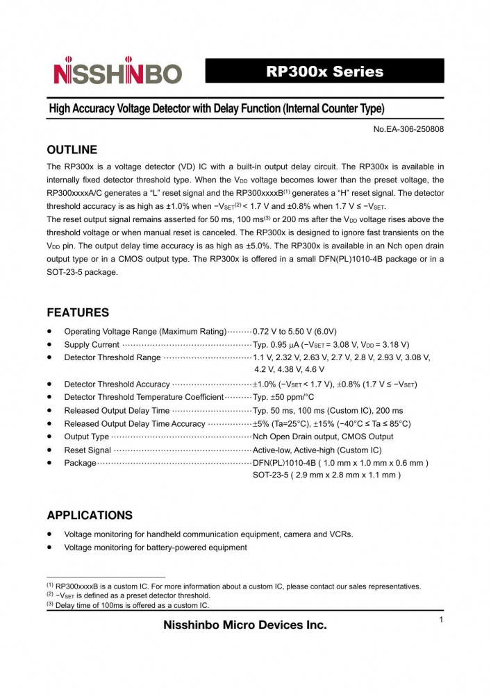 RP300 technical document page 1