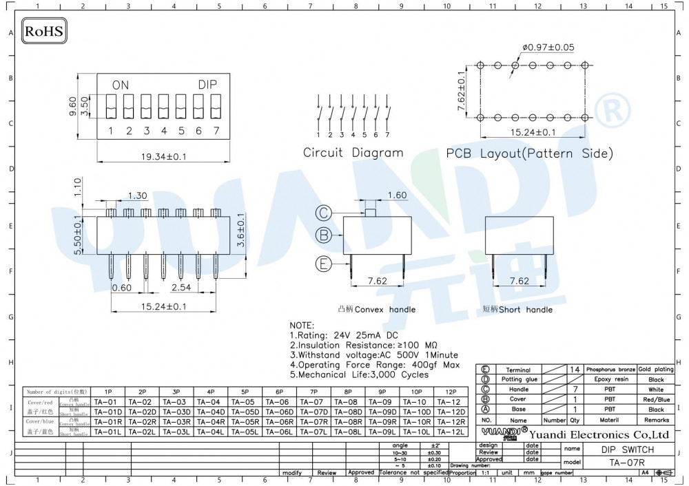 Yuandi TA-07R technical drawing