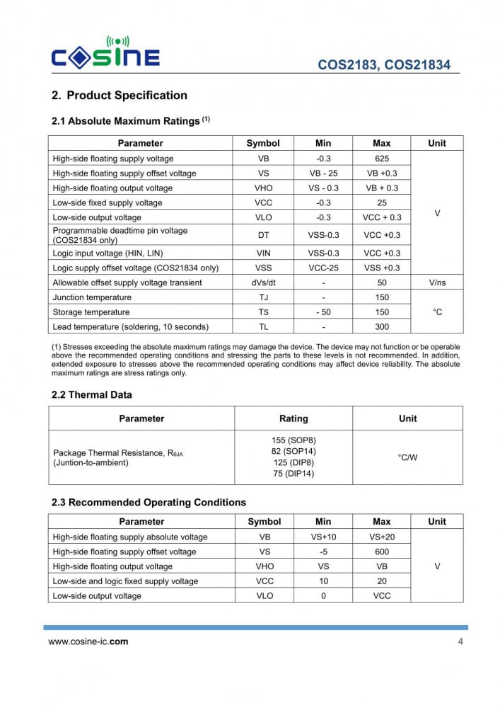 COS21834S datasheet page 4