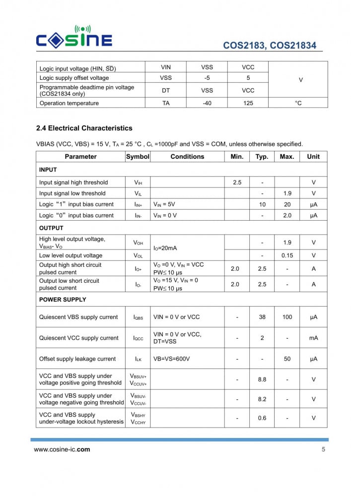 COS21834S datasheet page 5