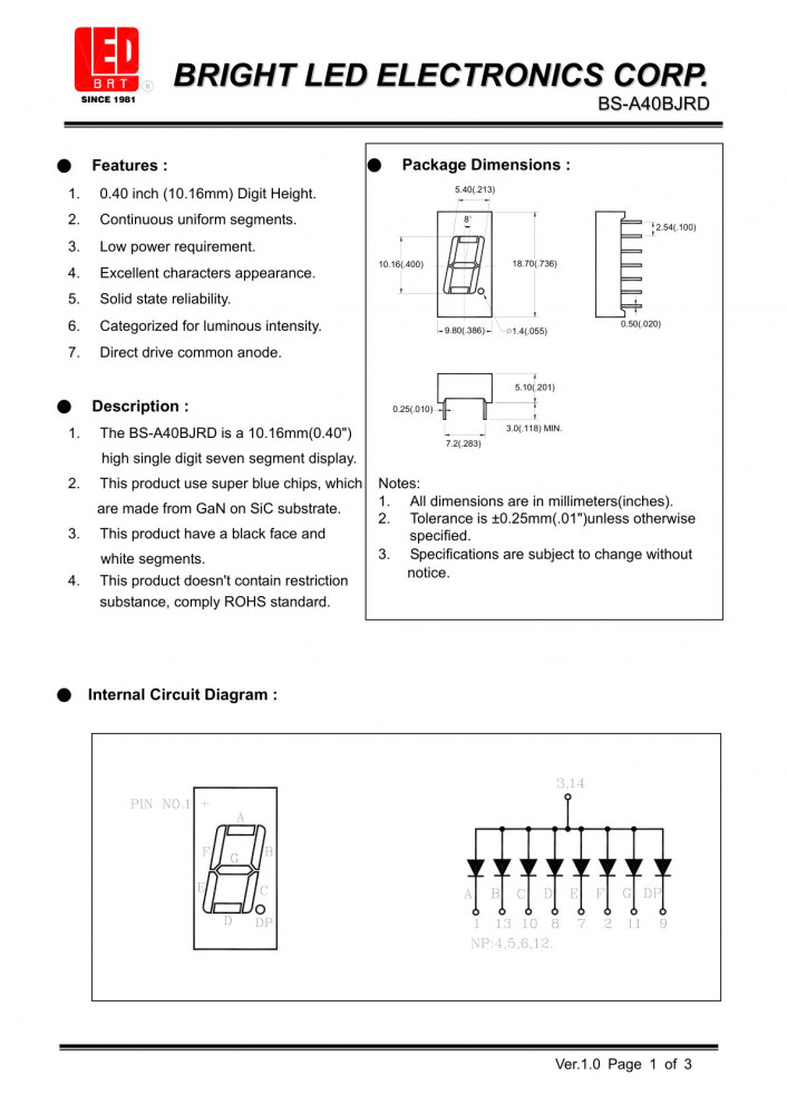 BS-A40BJRD technical document page 1