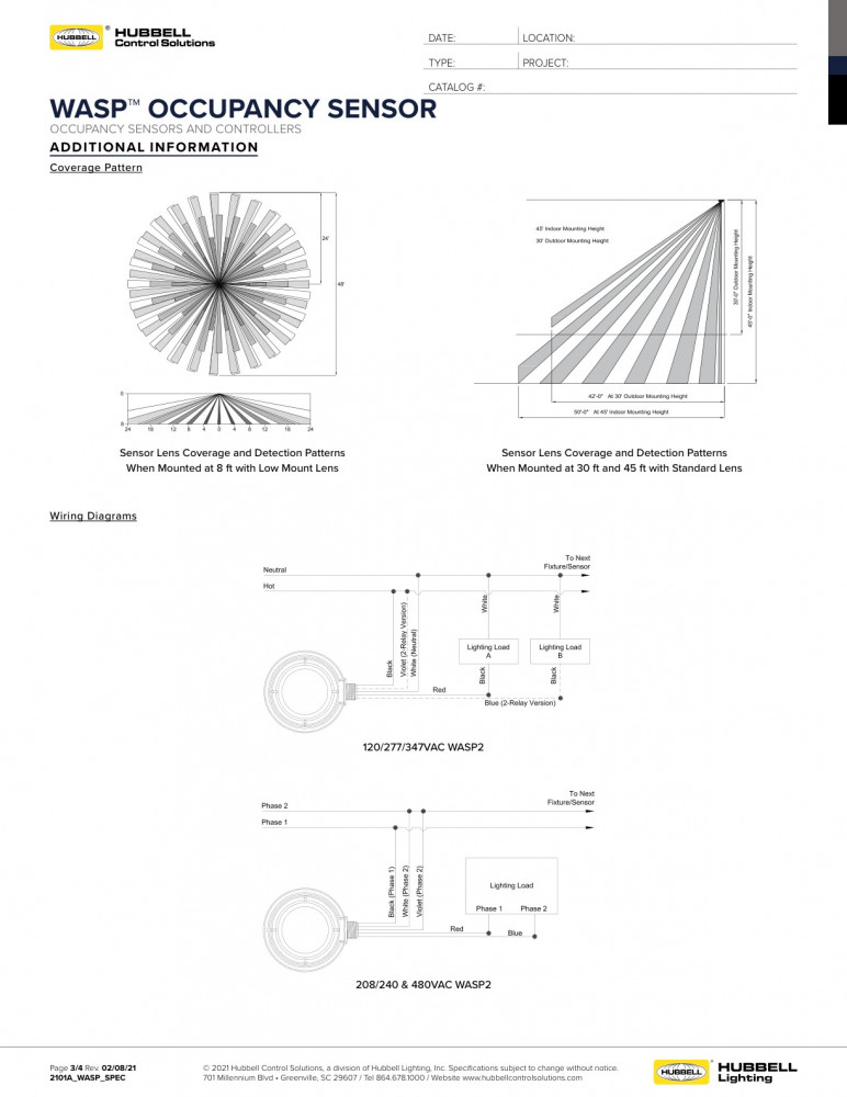 WASP occupancy sensor technical document page 3