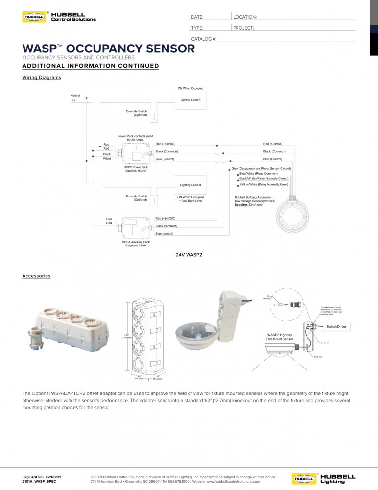 WASP occupancy sensor technical document page 4