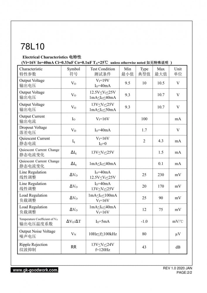 GOODWORK 78L10 technical document page 2
