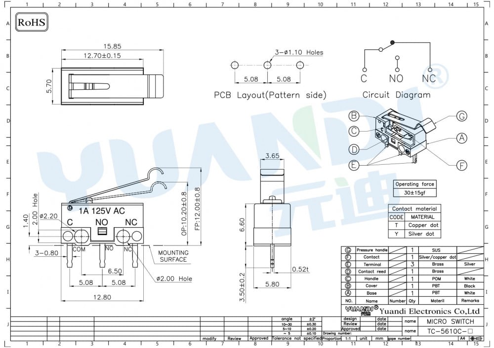 TC-5610C-Y technical document page