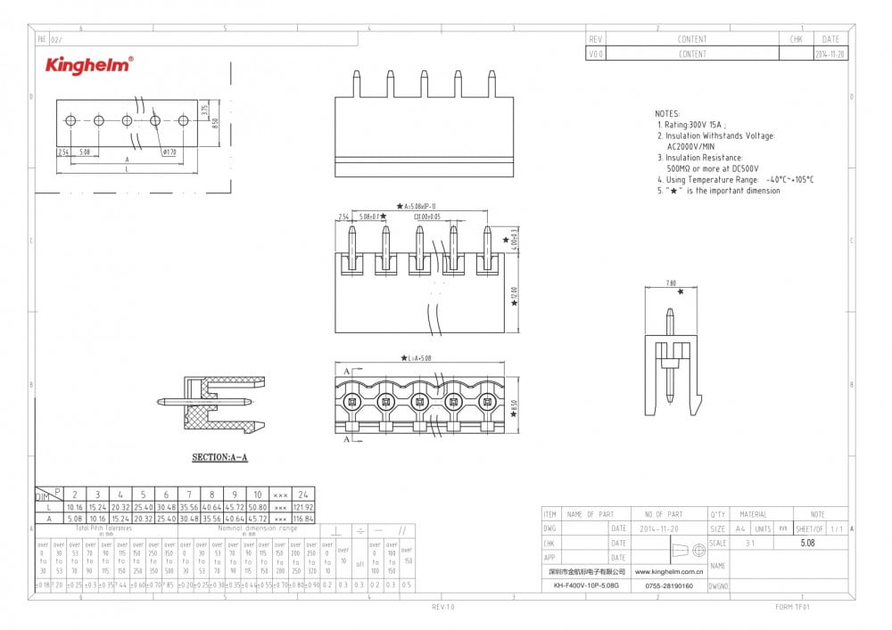 KH-F400V-10P-5.08G technical document page