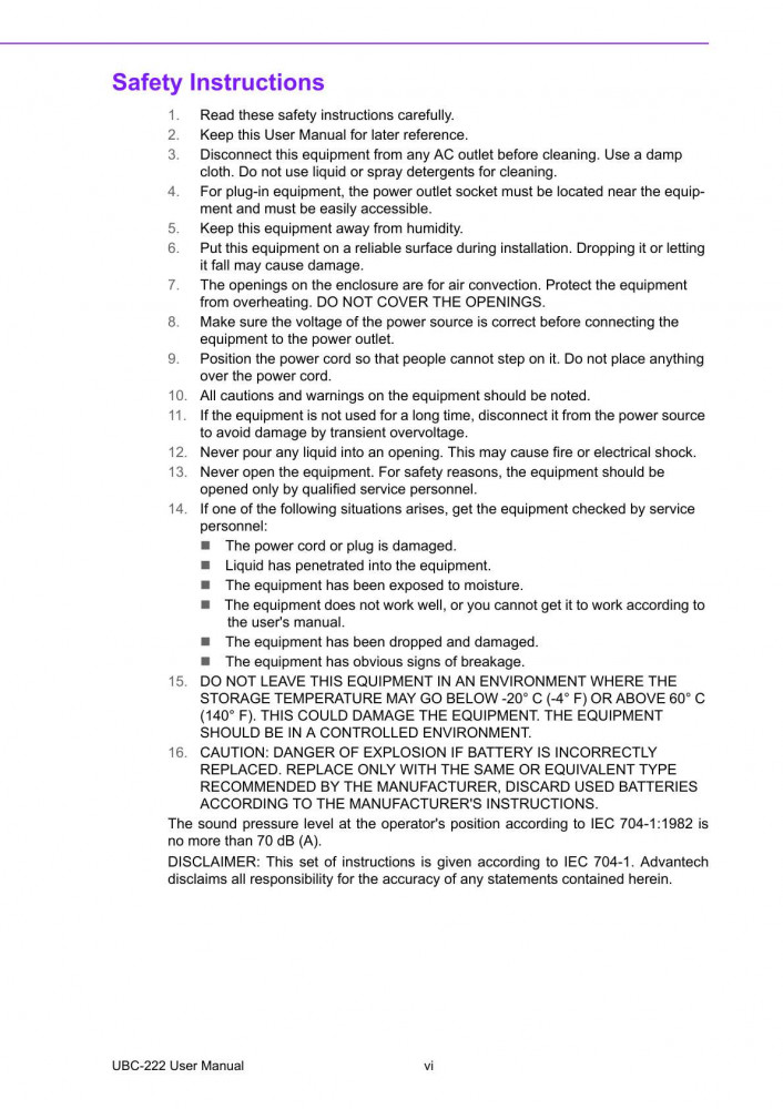 UBC-222 manual page 6