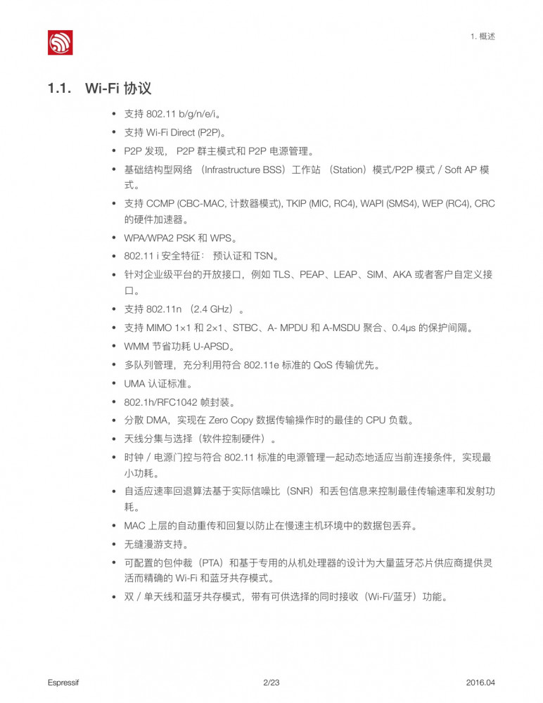 ESP8285 datasheet page 6