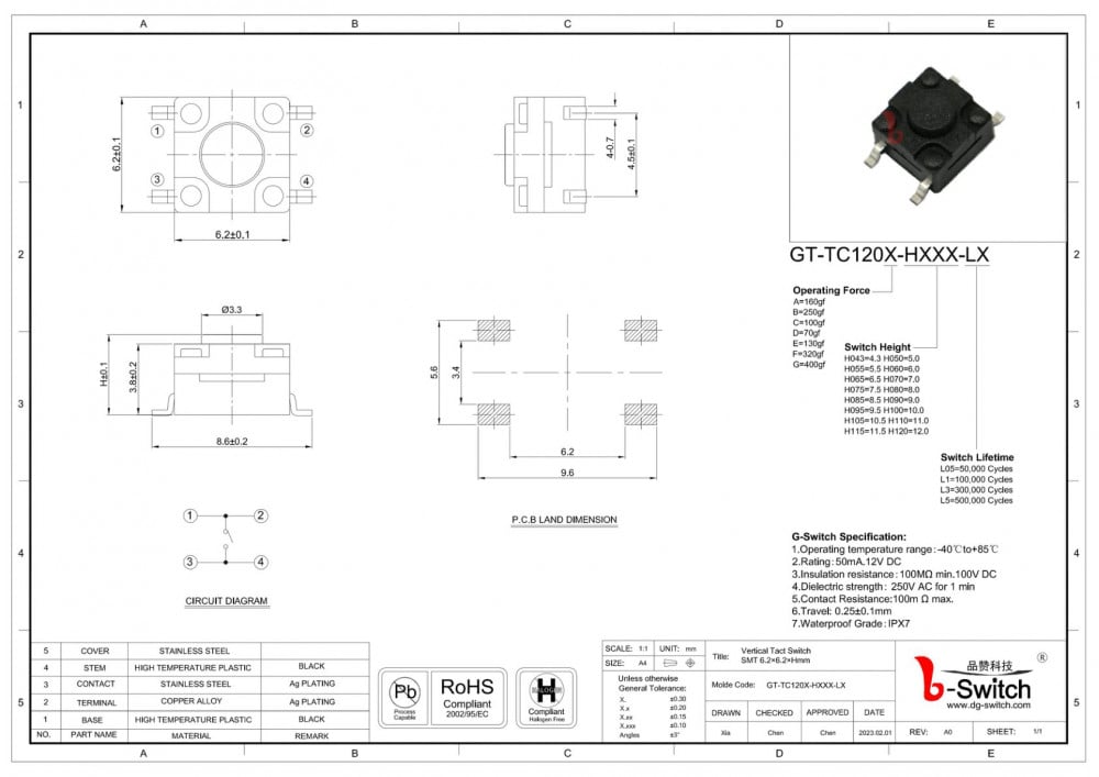 GT-TC120A-H120-L1 technical document page