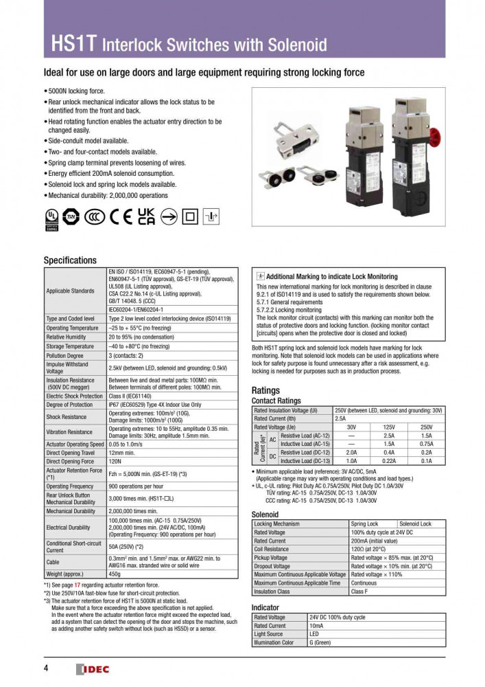 IDEC HS1T technical document page 4