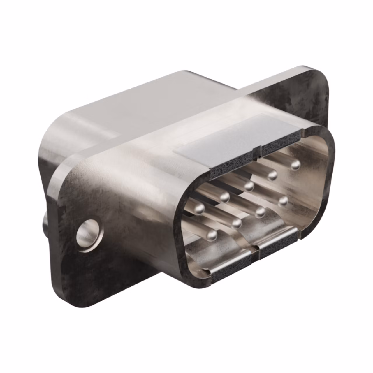 Standard-Density EMI Filtered D-Sub Connector, Male, Straight, Solder Cup, 4000pF Pi, Locking Inserts, RoHS, 9 Circuits for sale