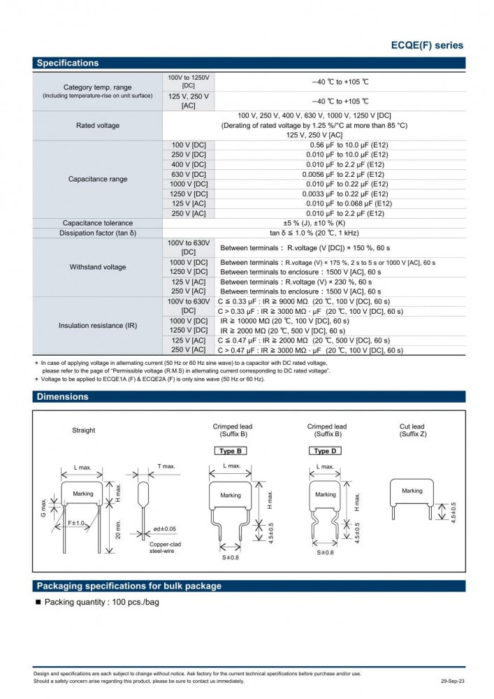 PANASONIC ECQE(F) datasheet page 2
