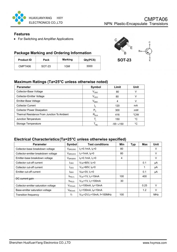 CMPTA06-HXY datasheet page 1