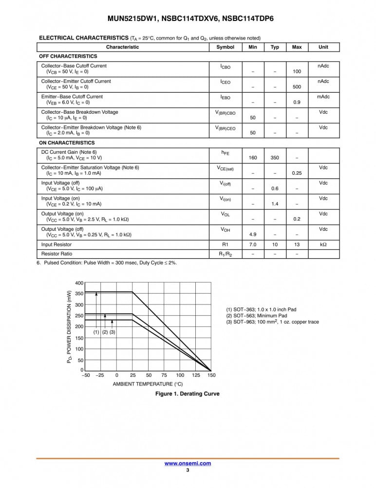 NSBC114TDP6T5G technical document page 3