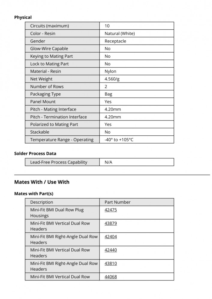 Mini-Fit Plus HCS specification document page 3