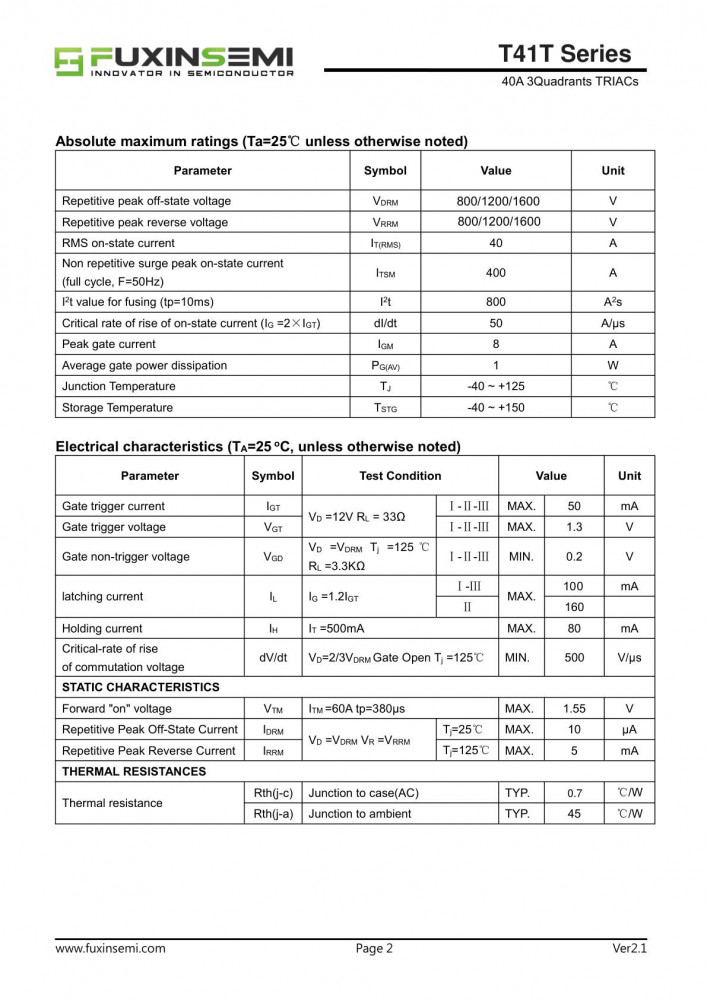 T41T-1200BW datasheet page 2