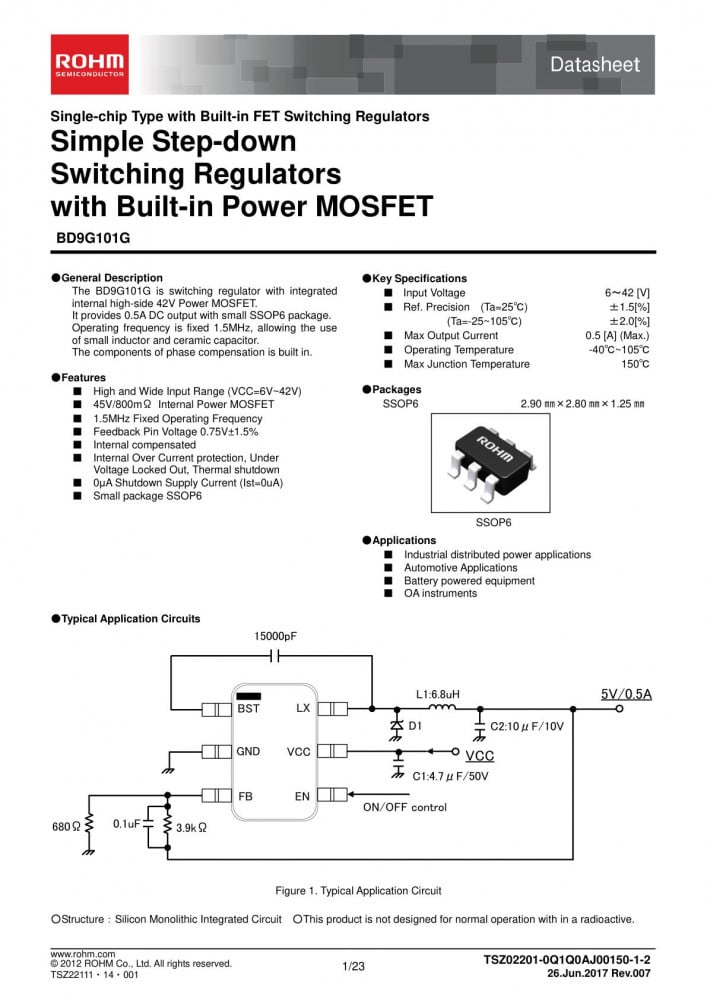 BD9G101G-TR datasheet page 1