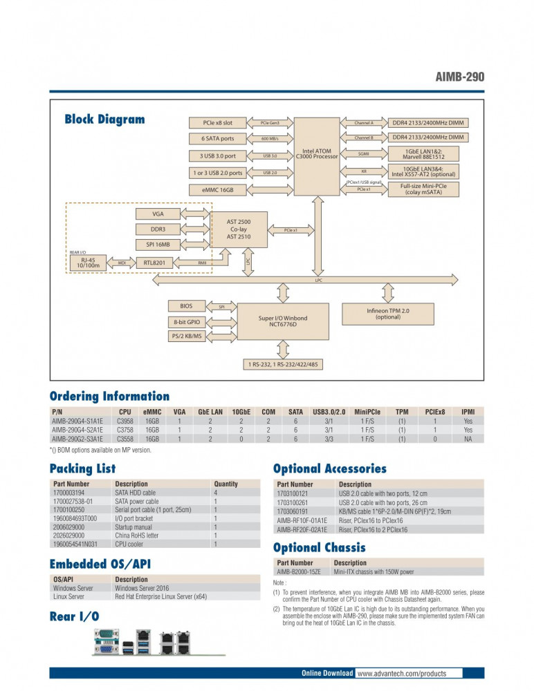 ADVANTECH AIMB-290 technical datasheet image 2