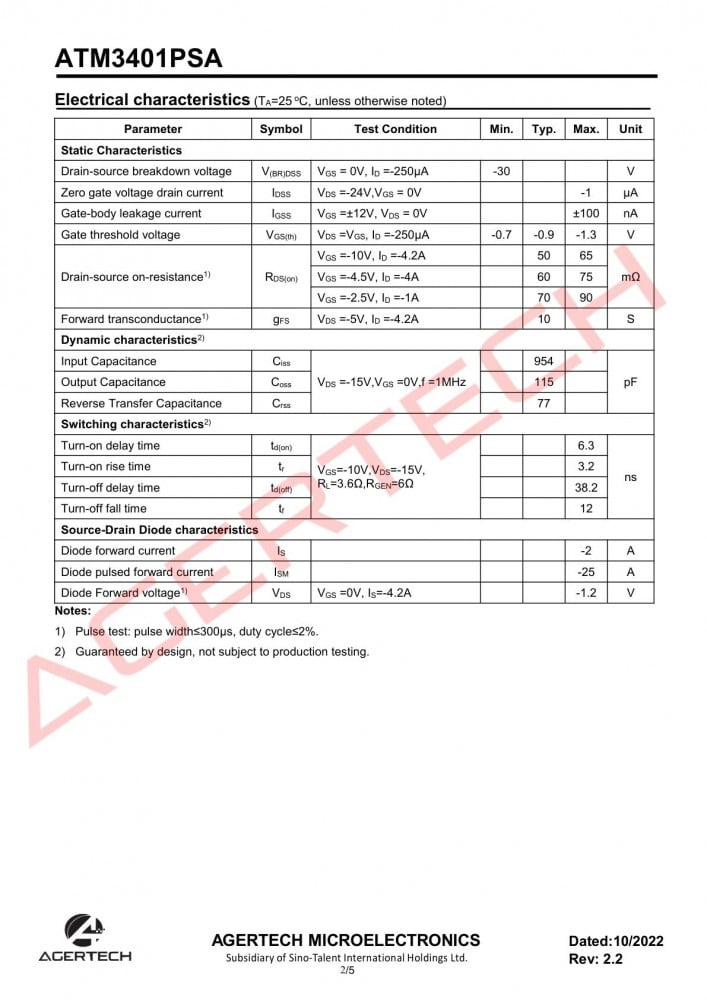 ATM3401PSA datasheet page 2