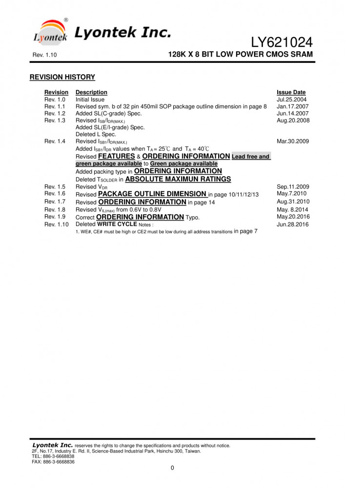 LY621024 datasheet page 1