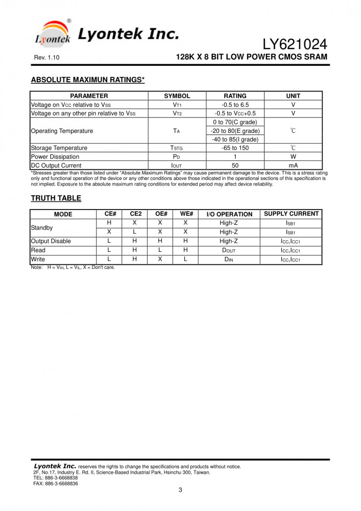 LY621024 datasheet page 4