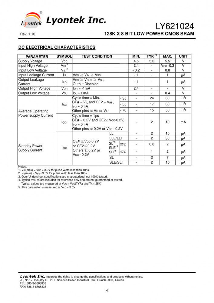 LY621024 datasheet page 5