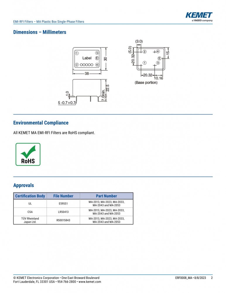 KEMET MA-2033 datasheet page 2
