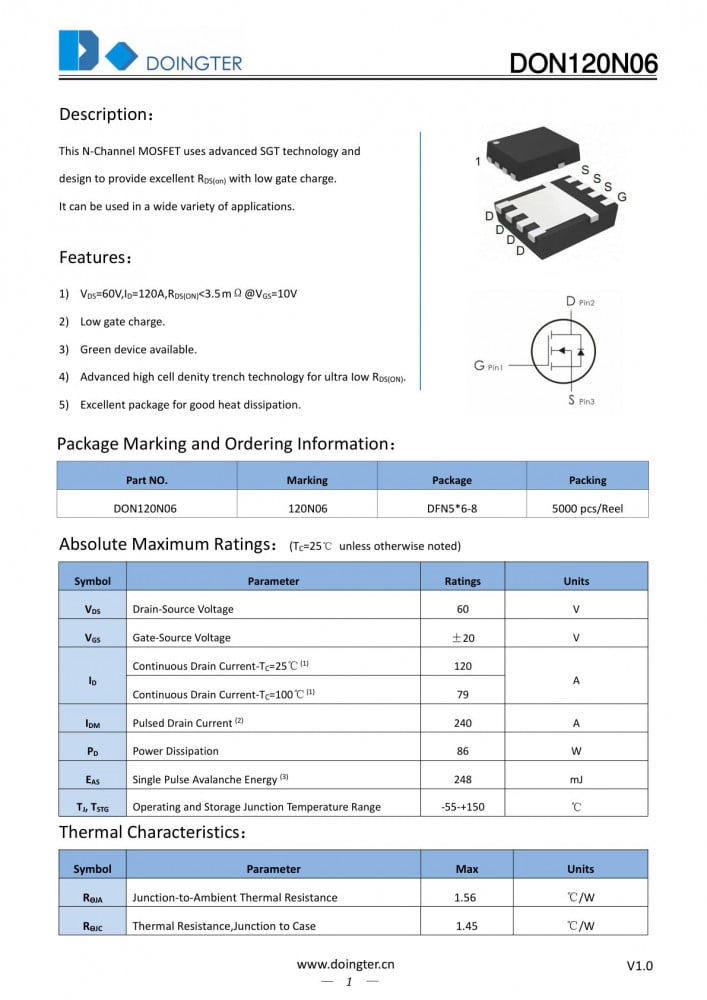 DON120N06 datasheet page 1