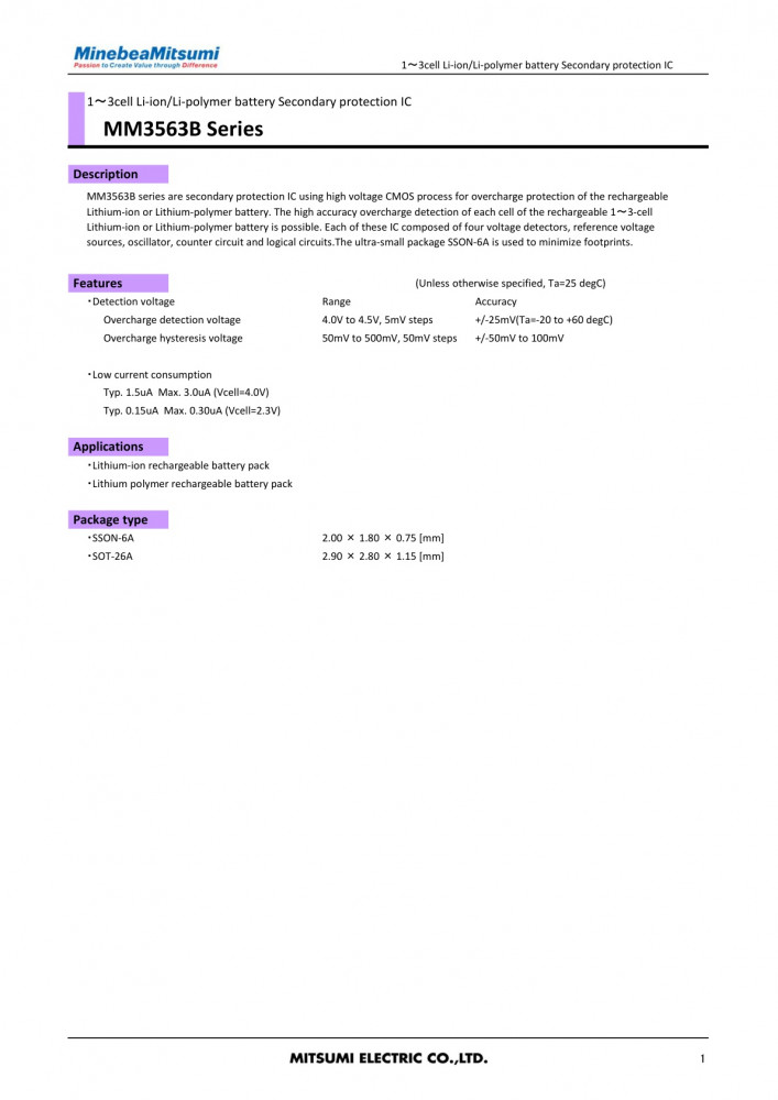 MM3563B datasheet page 1