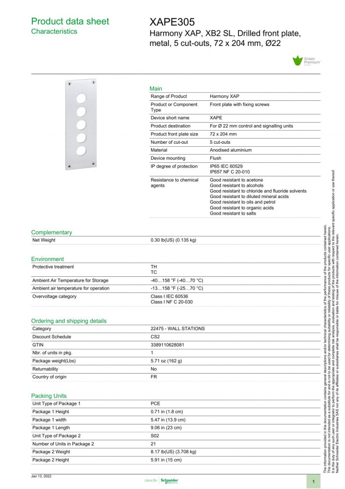 XAPE305 technical document page 1