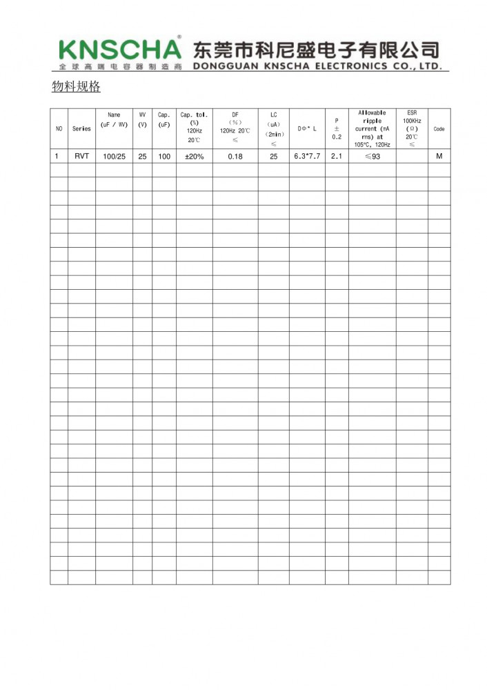 KNSCHA RVT specification page 3