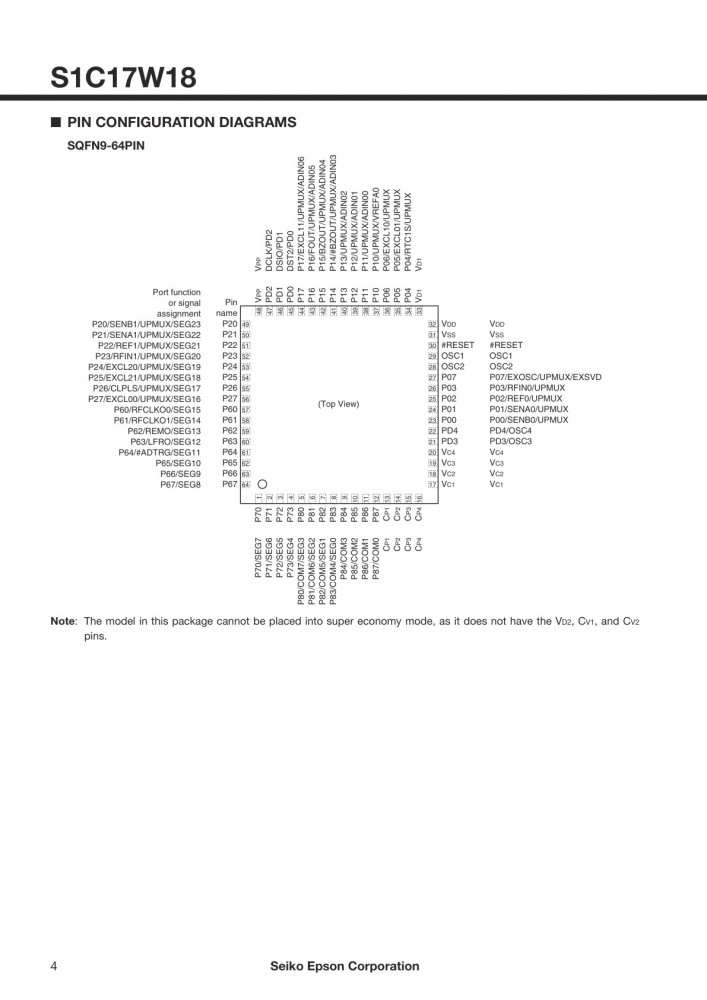 S1C17W18 technical document page 4