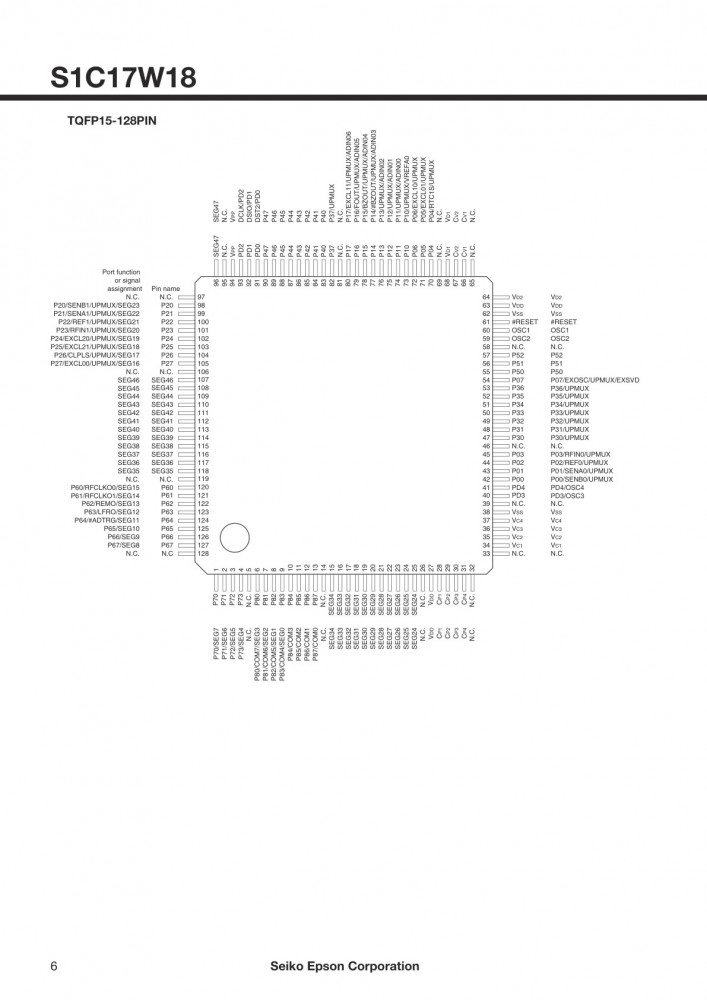 S1C17W18 technical document page 6