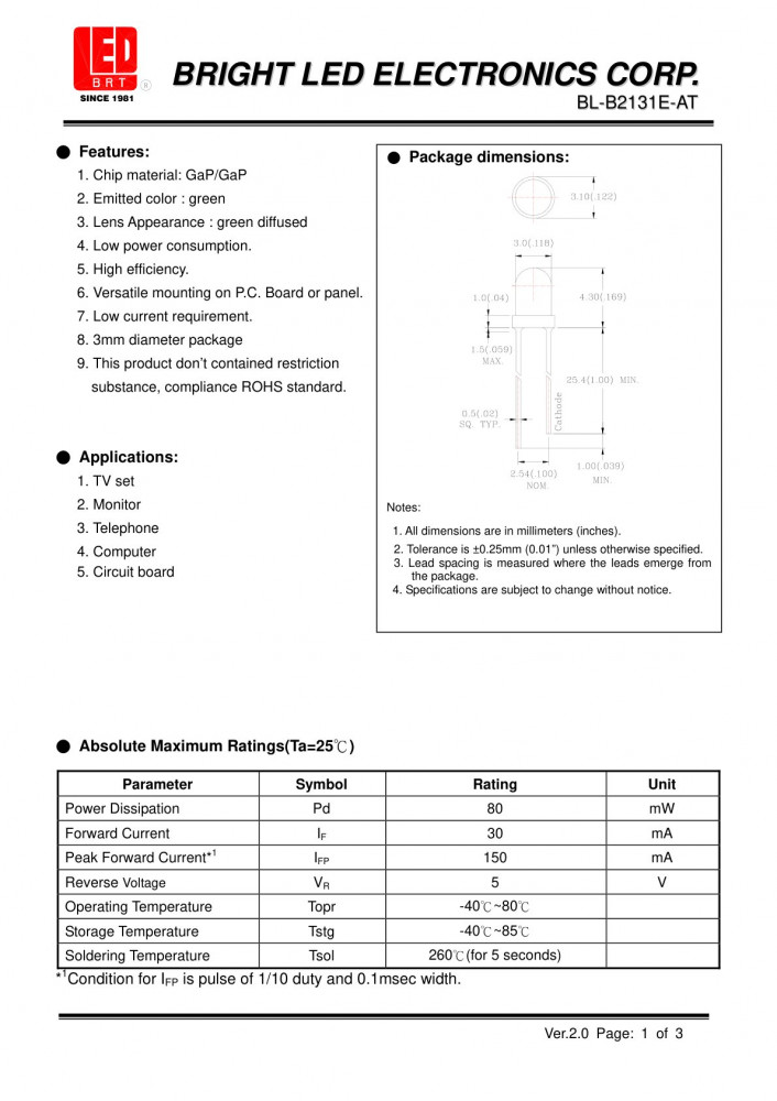 BL-B2131E-AT datasheet page 1