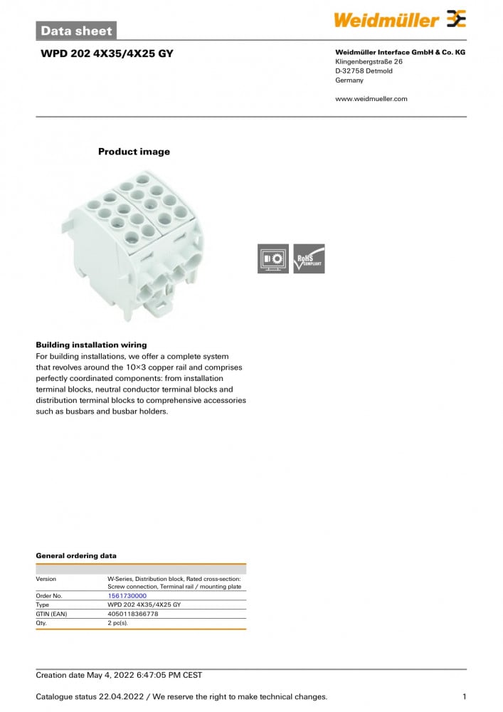 WPD 202 technical document page 1