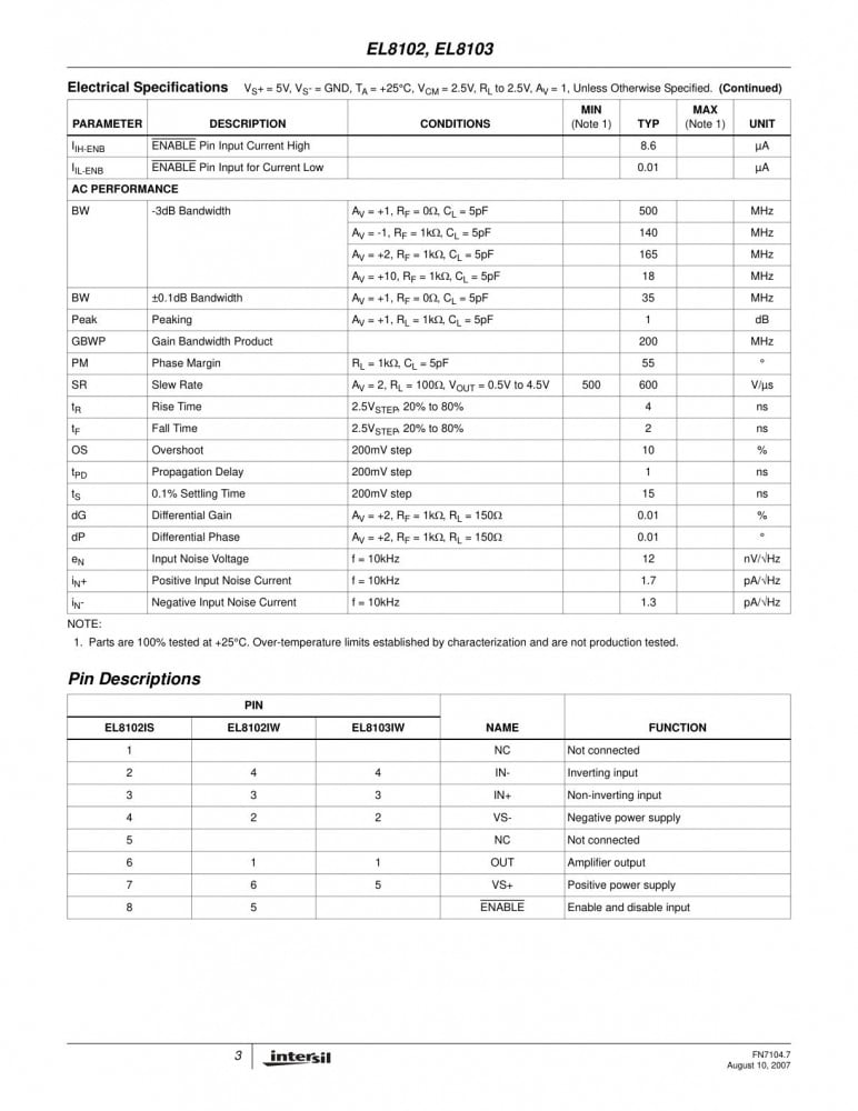 EL8102 datasheet page 3